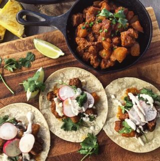 Guajillo-Spiked Pork and Potato Tacos | The Lemon Apron