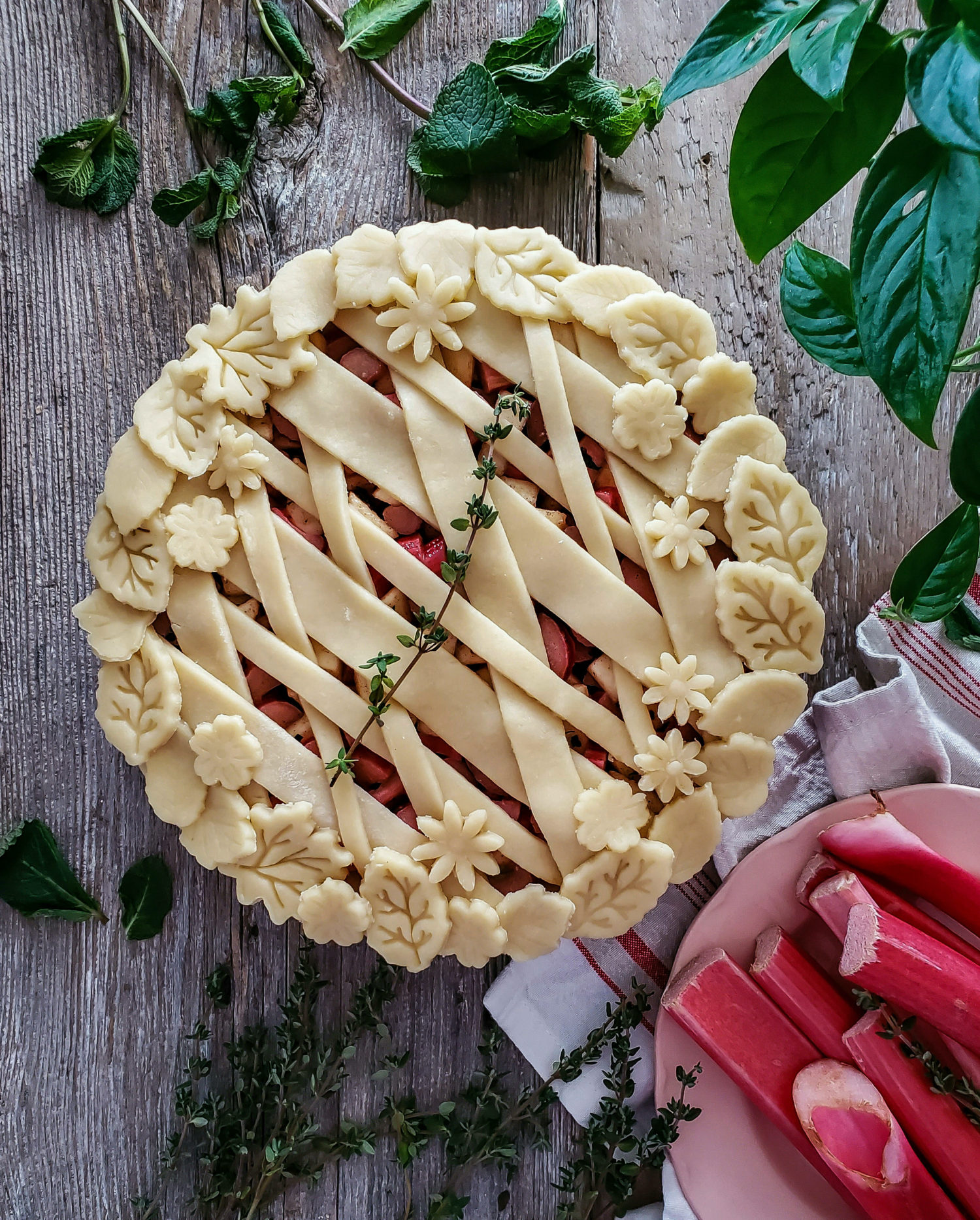Apple Rhubarb Pie with Aleppo Pepper and Herbs | The Lemon Apron