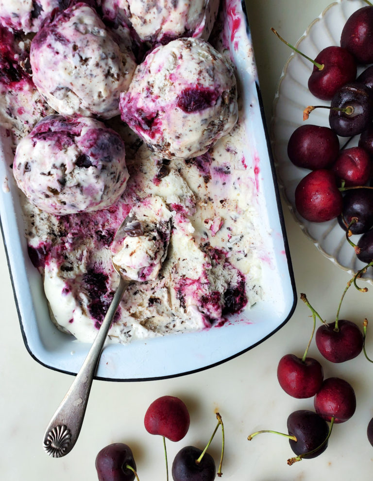 No Churn Black Forest Ice Cream | The Lemon Apron