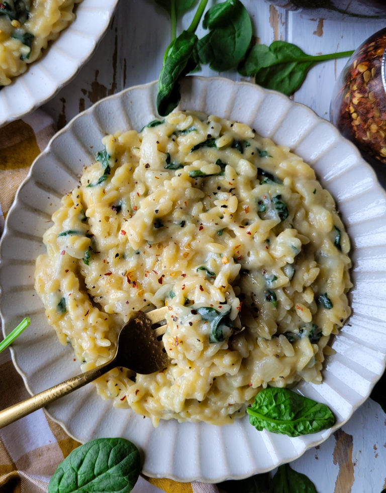 Creamy Cheesy Spinach Orzotto | The Lemon Apron