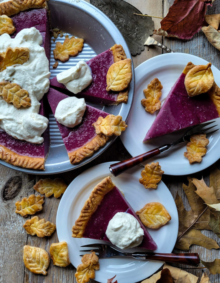 Purple Sweet Potato Pie with Maple Cream | The Lemon Apron