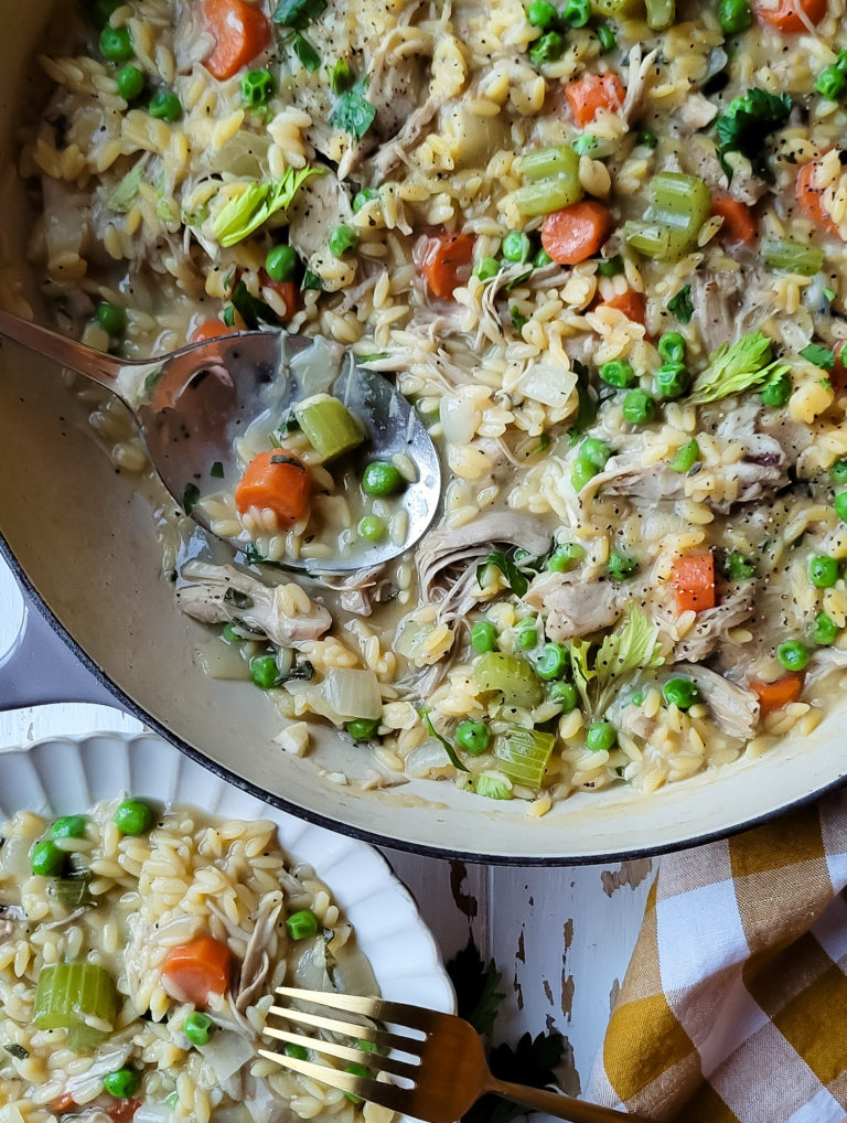 Creamy Turkey Pot Pie Orzo | The Lemon Apron