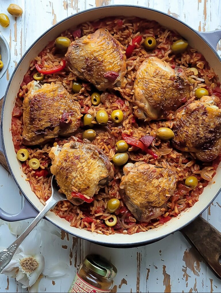 Skillet Basque Chicken and Rice | The Lemon Apron