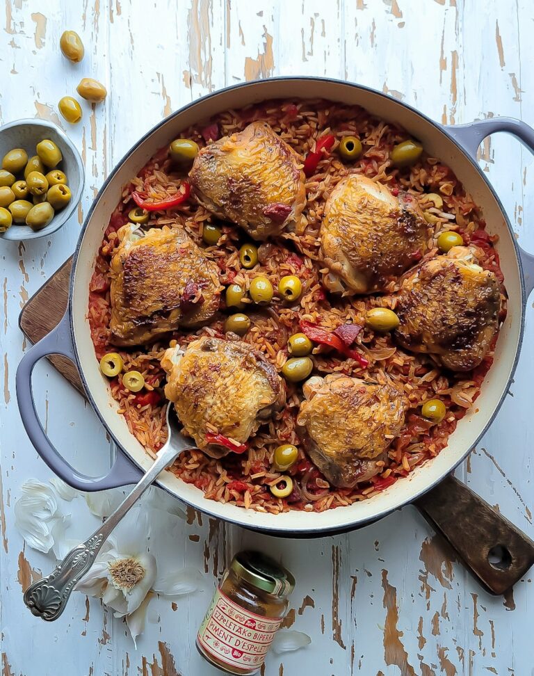 Skillet Basque Chicken and Rice | The Lemon Apron