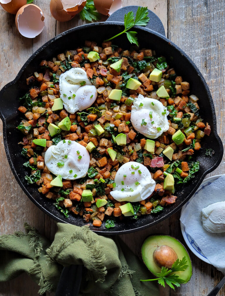 Turkey Sweet Potato Hash with Poached Eggs | The Lemon Apron